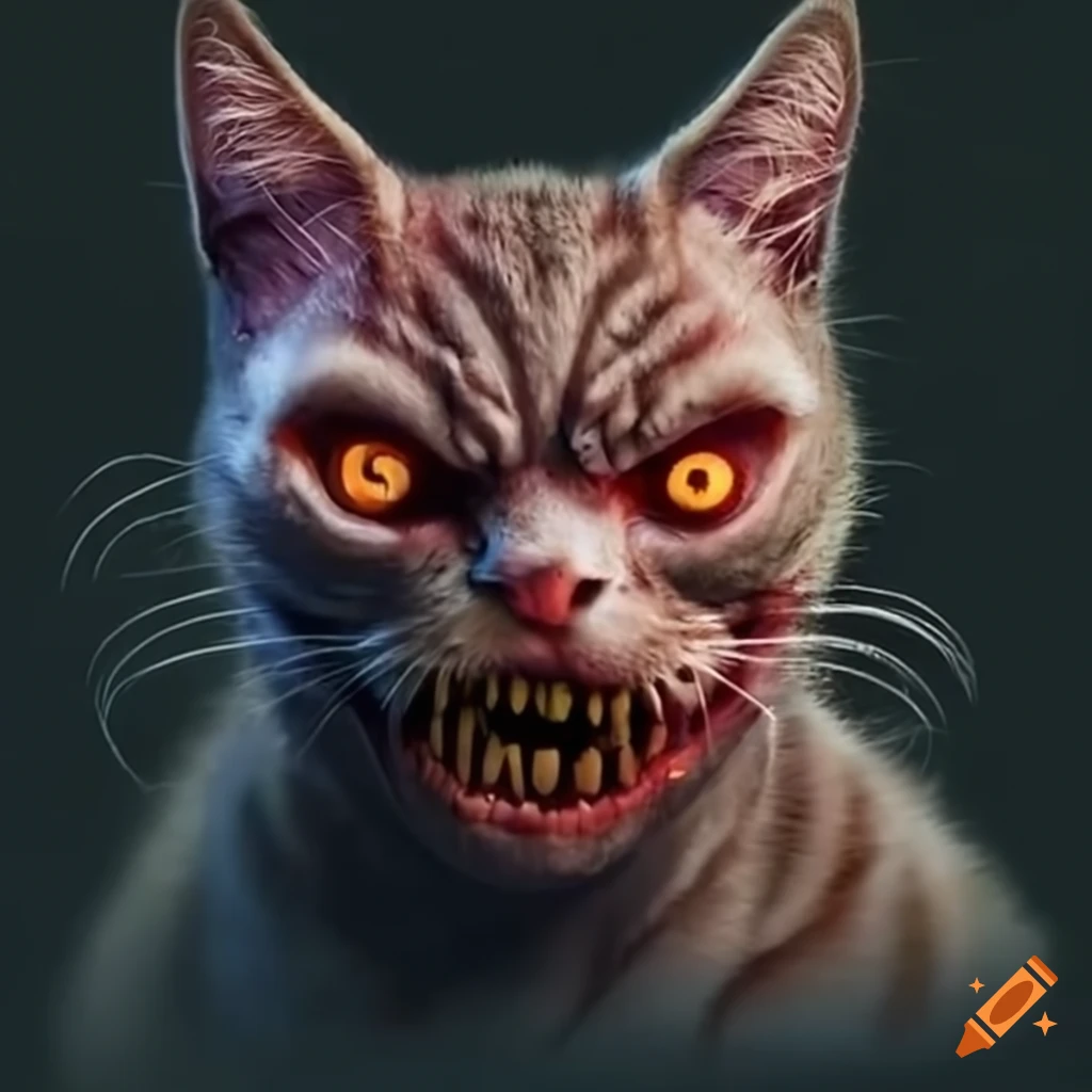 Sinister creature resembling a scary cat on Craiyon