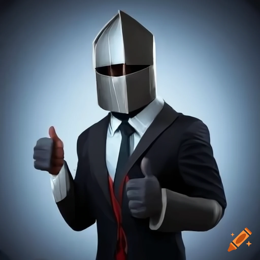 Business suit knight giving a thumbs up on Craiyon