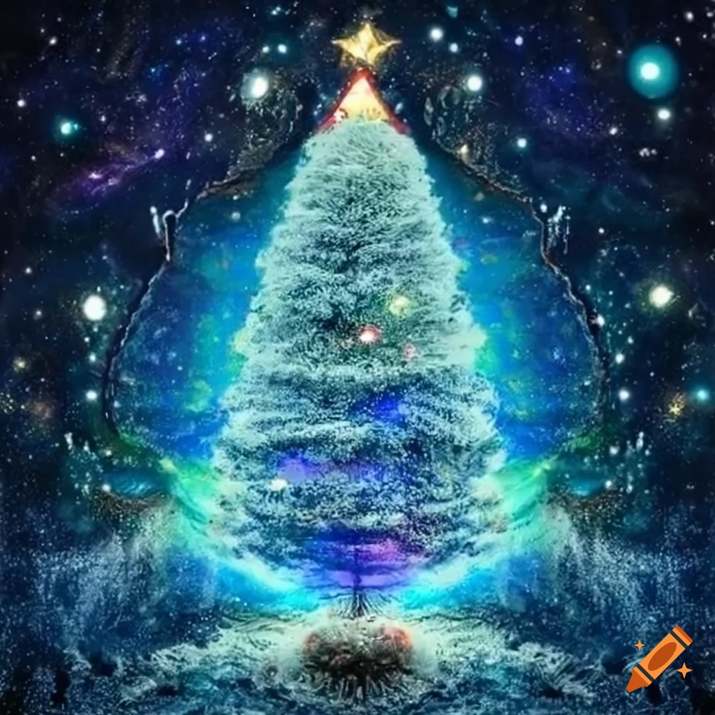 Cosmic christmas tree on the eve of christmas on Craiyon