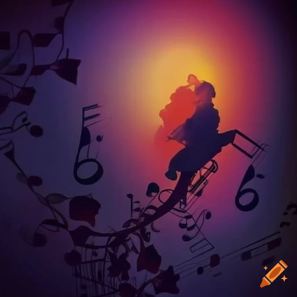 Captivating book cover with ethereal music notes, rose vines, and a ...