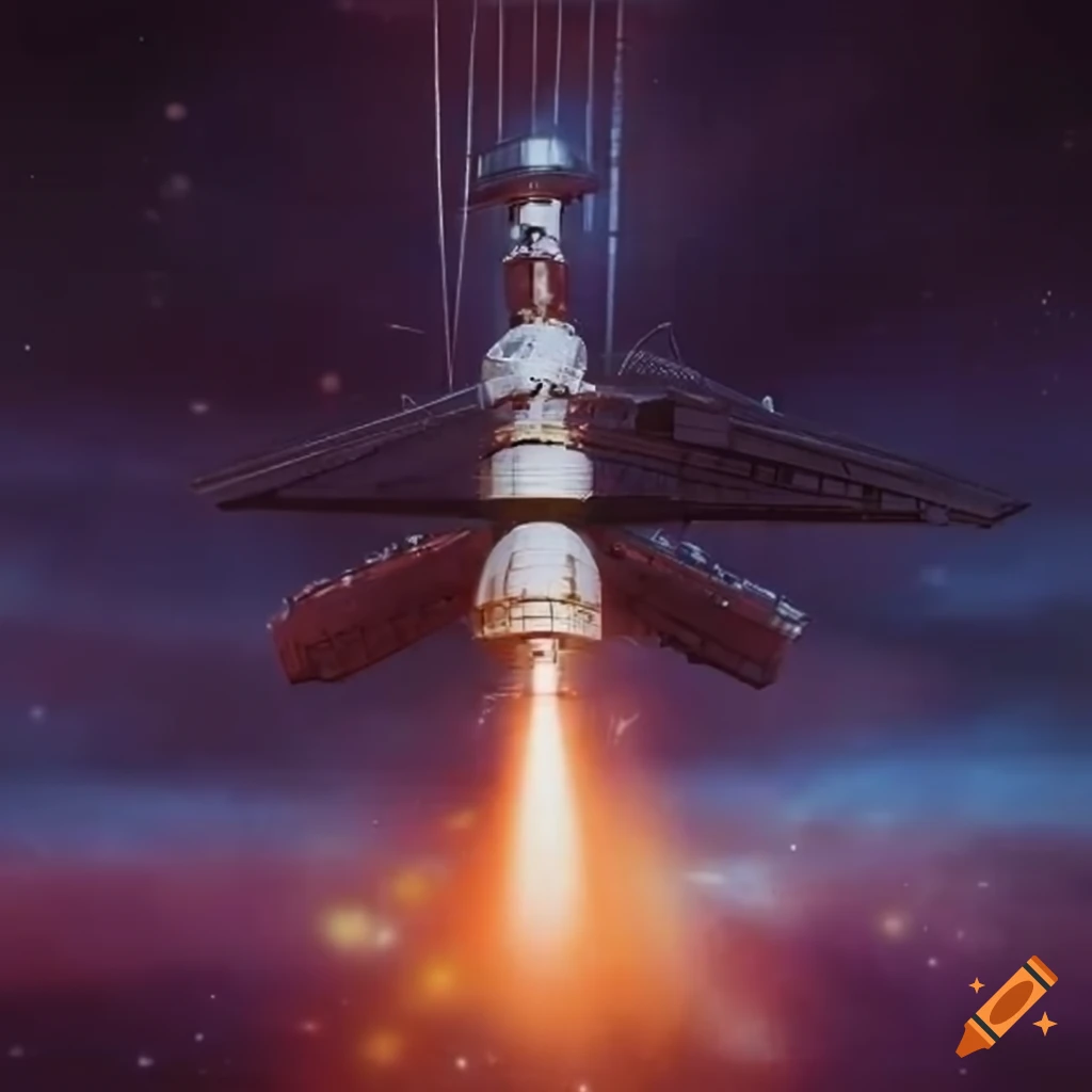 Rotating russian space station and star port in a 50s sci-fi setting on ...