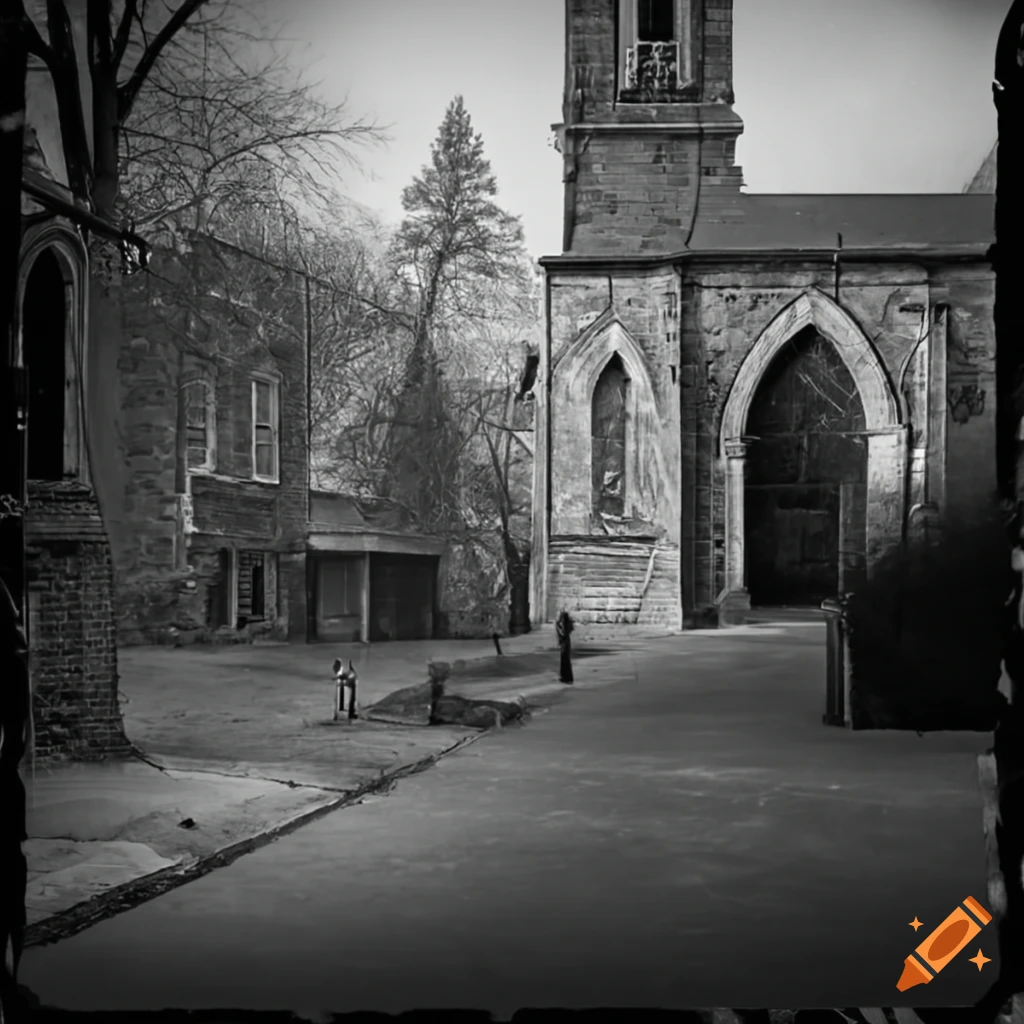 Vintage black and white photo with a hidden spooky ghost on Craiyon