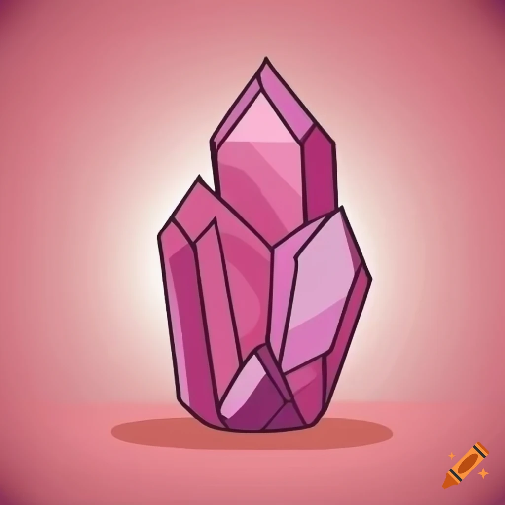 Cartoon style rose quartz crystal icon on Craiyon