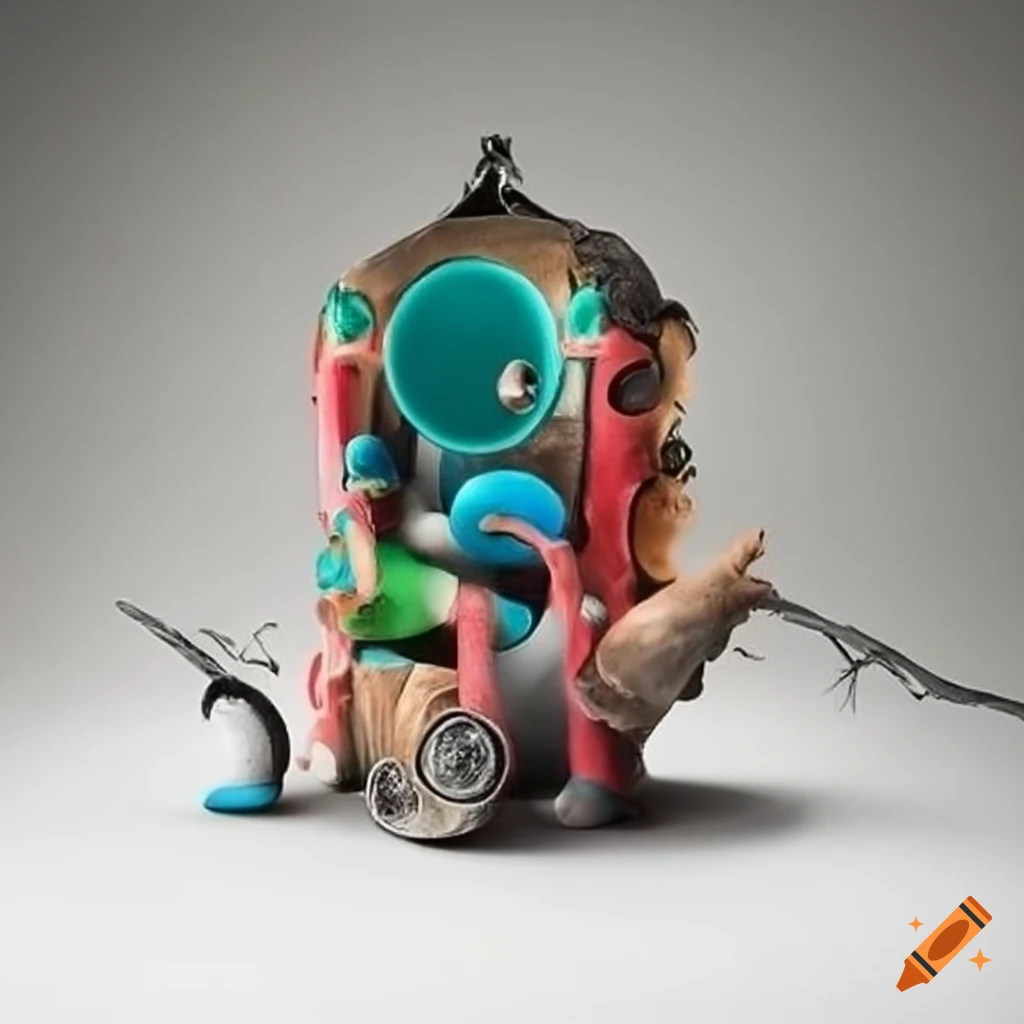 Strange and surreal mechanical toys as gifts in the living room on Craiyon