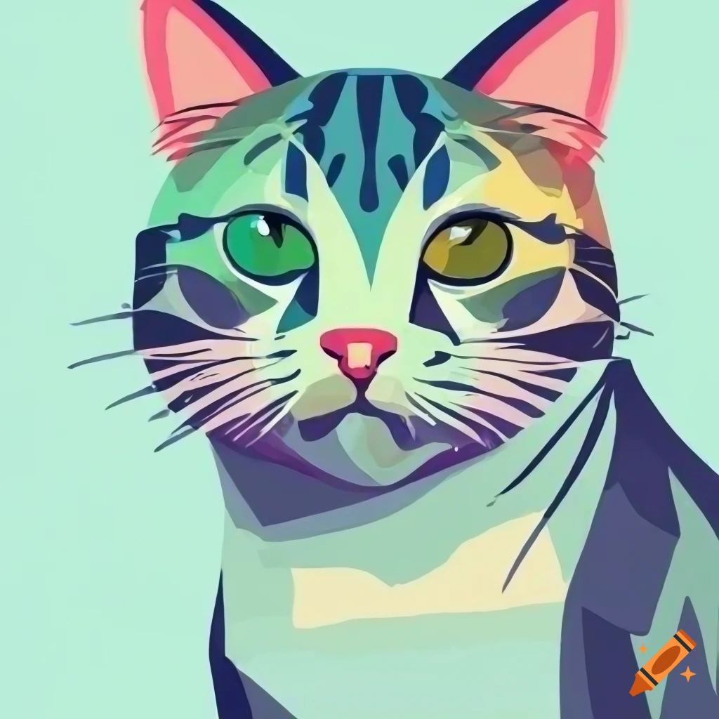 2d vector art of a cat on Craiyon