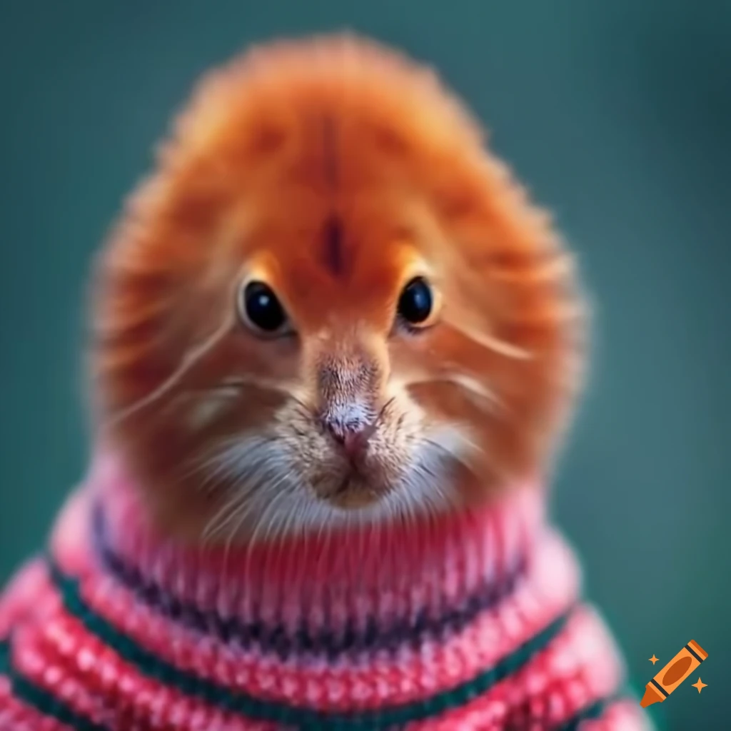 Cute red suricata wearing a holiday sweater on Craiyon