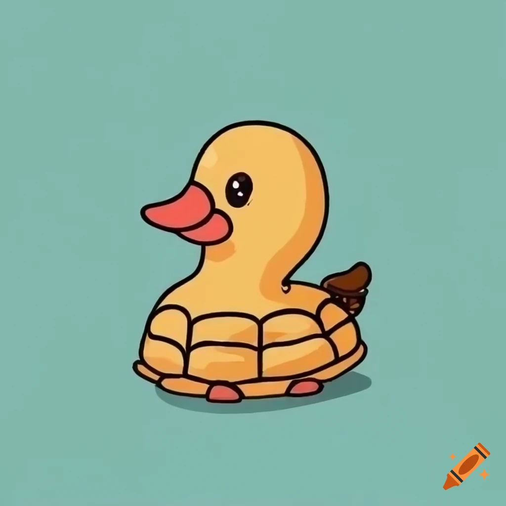 Kawaii duck and cute turtle in minimal cartoon style on Craiyon
