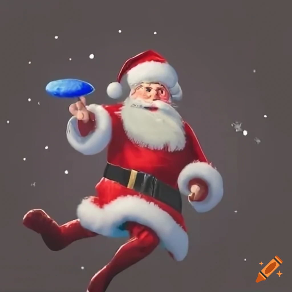 Santa Claus Playing Ultimate Frisbee With Reindeer On Craiyon