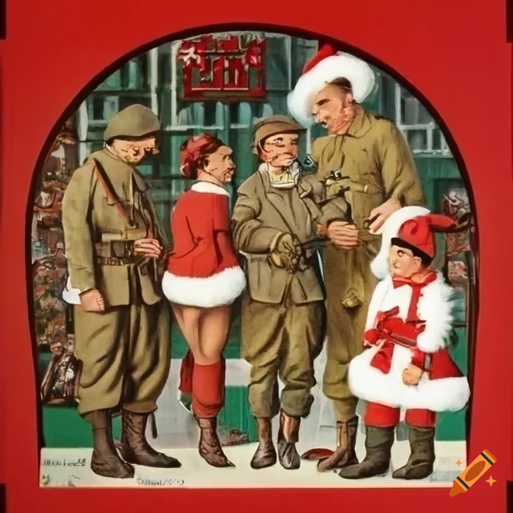 Vintage coca-cola christmas ad with ww2 propaganda vibes on Craiyon