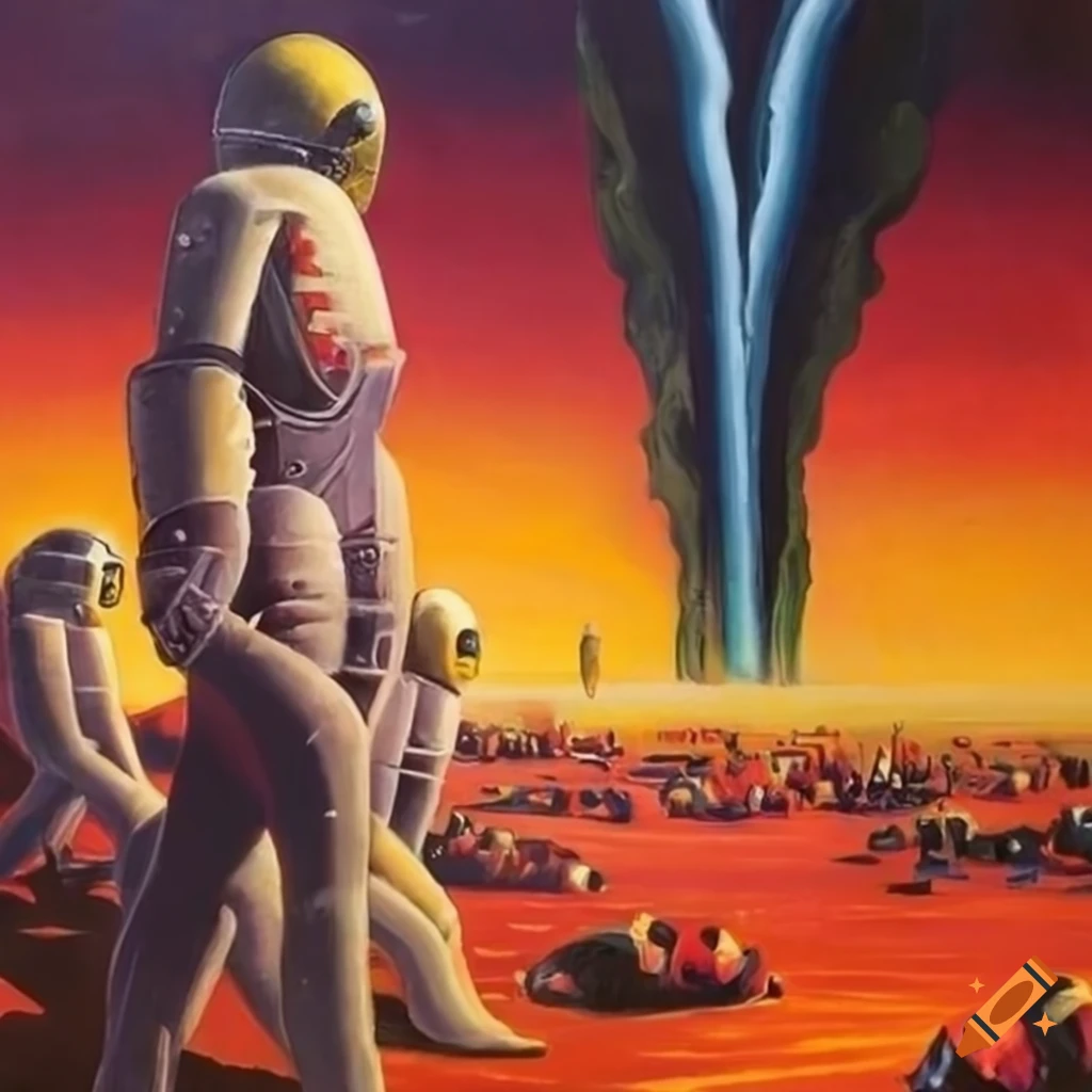 50s sci fi oil painting of martian invasion on Craiyon