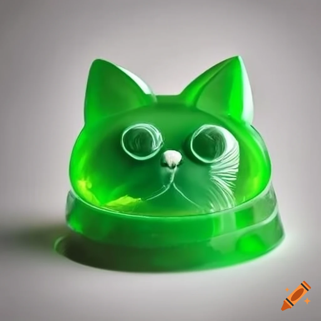Creative cat sculpture made of green jello on Craiyon