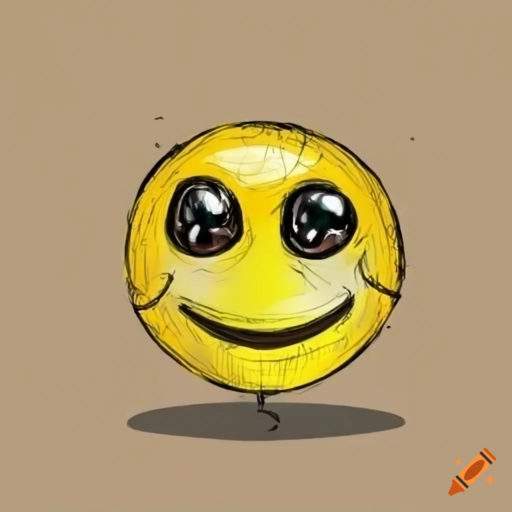 Sketch of a yellow smile emoticon on Craiyon