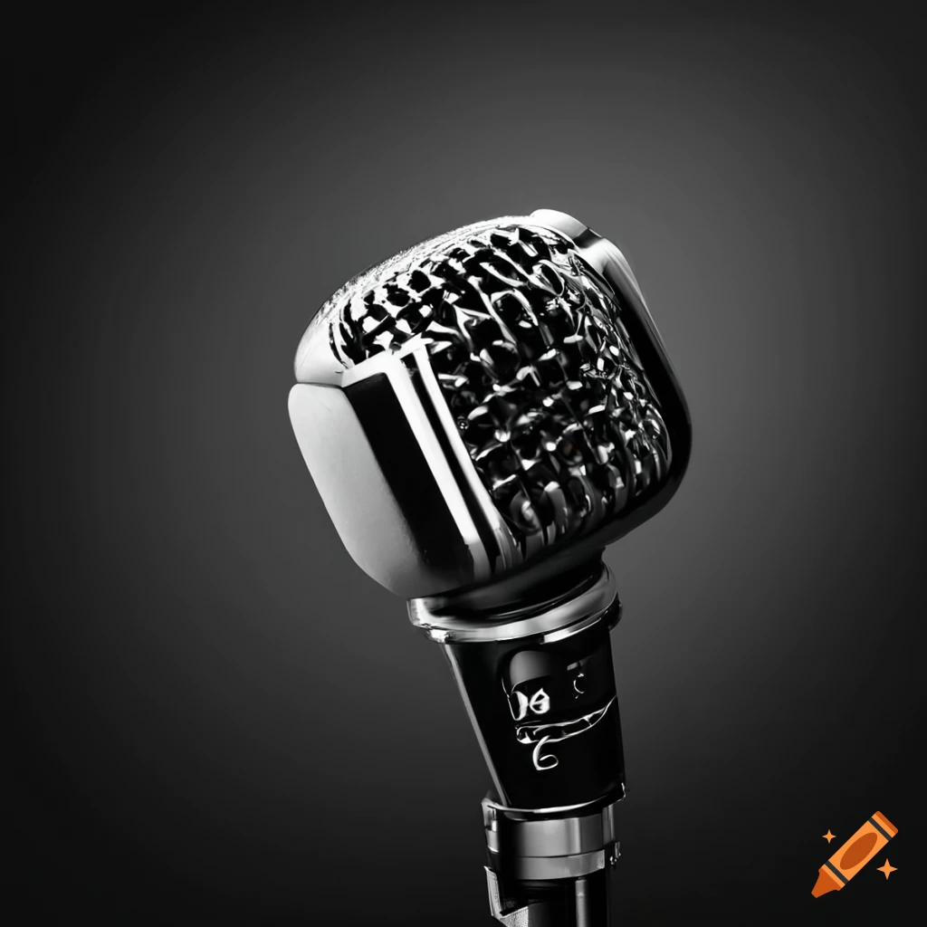 Vintage black microphone in spotlight with RnB music feel on Craiyon