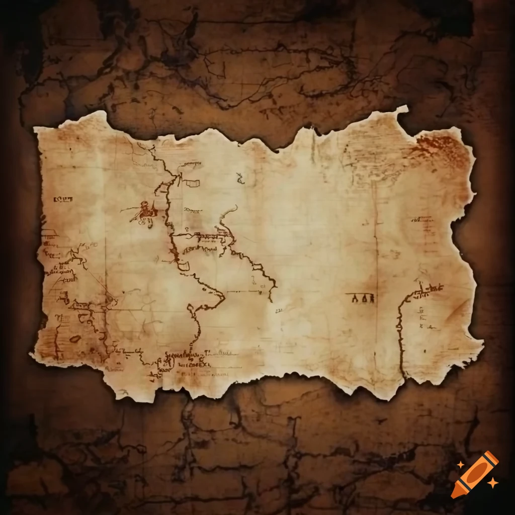 Weathered paper map on Craiyon