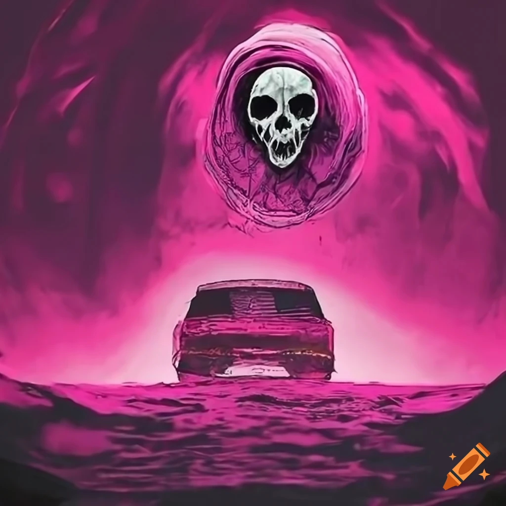 Scary death drift phonk album art in pink on Craiyon