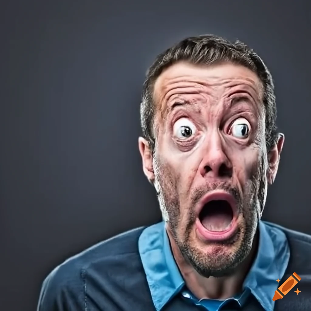 Shocked man on Craiyon