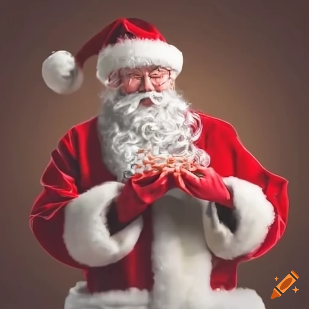 Santa claus with an armful of shrimp on Craiyon