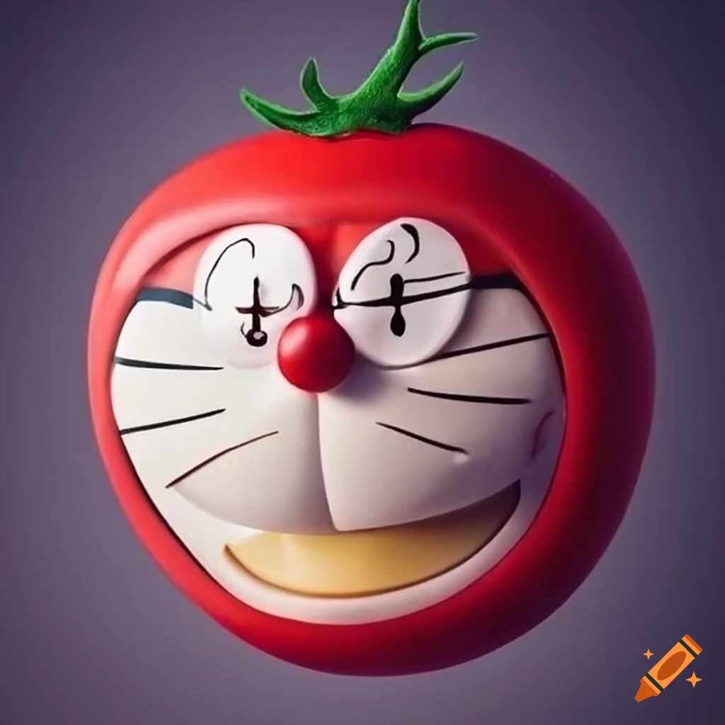 Doraemon face made of tomato on Craiyon