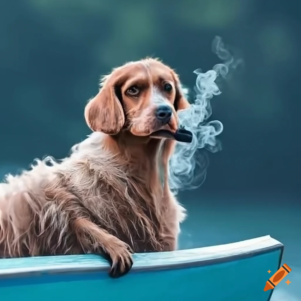 Dog vaping on a boat on Craiyon