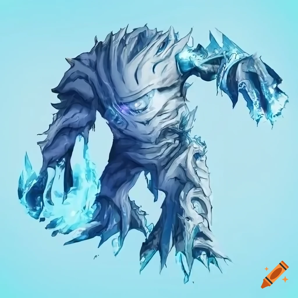 Ice elemental in 2d art style on Craiyon
