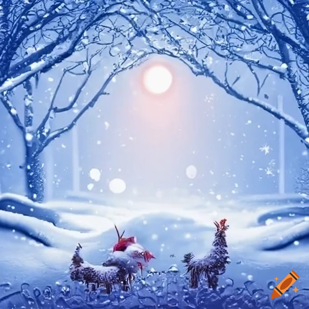 Christmas snow scene on Craiyon