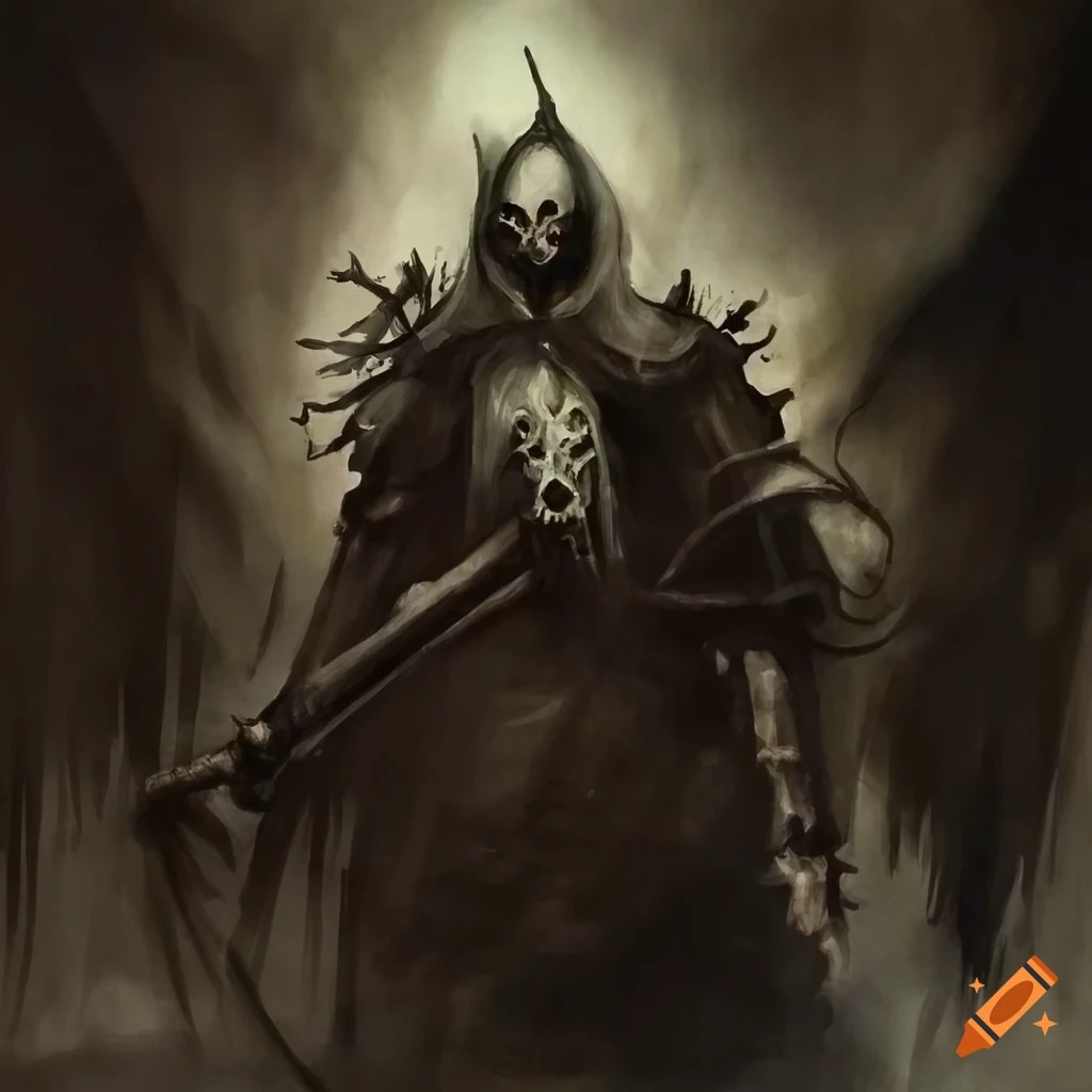 Chinese ink painting of a necromancer knight on Craiyon