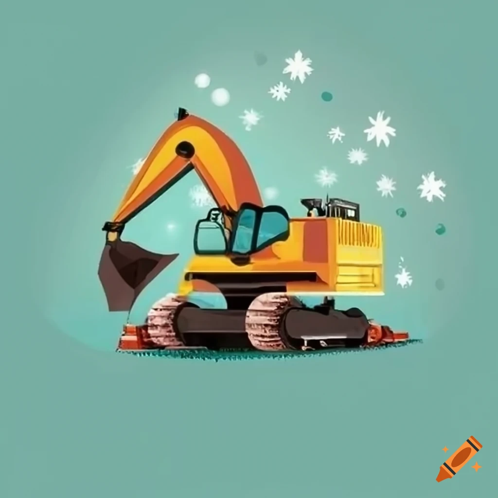 Happy new year greeting card with excavator mining air hammer drilling ...