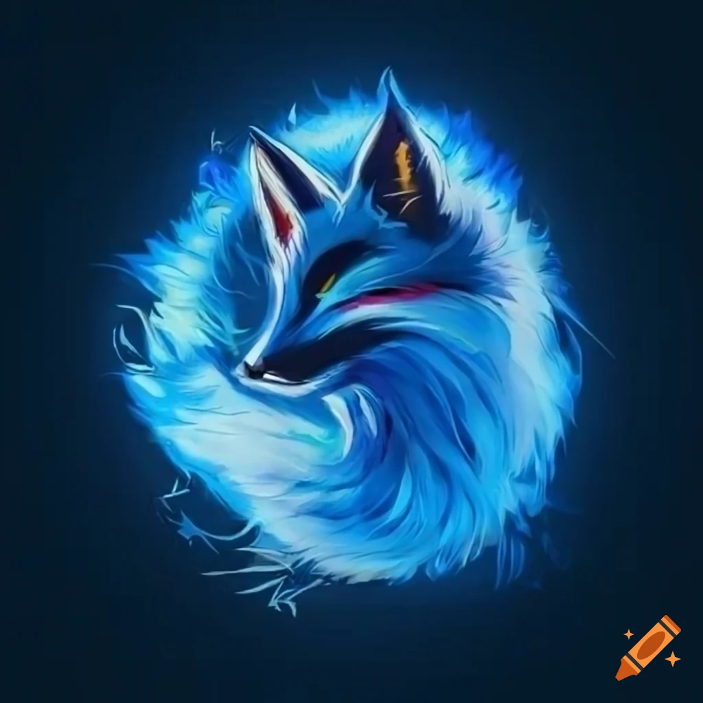 Blue kitsune logo on Craiyon