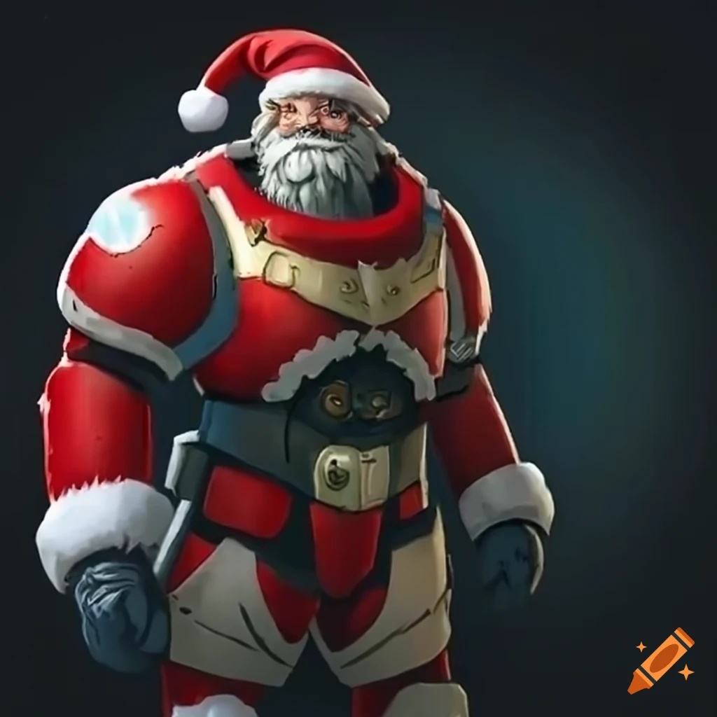 Santa claus in space marine armor on Craiyon