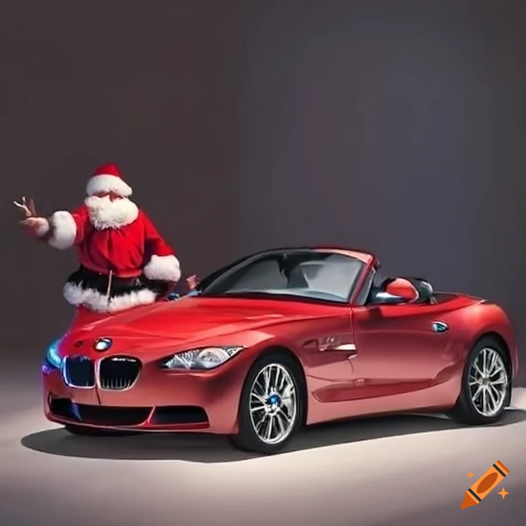 Santa driving a bmw z4 car on Craiyon