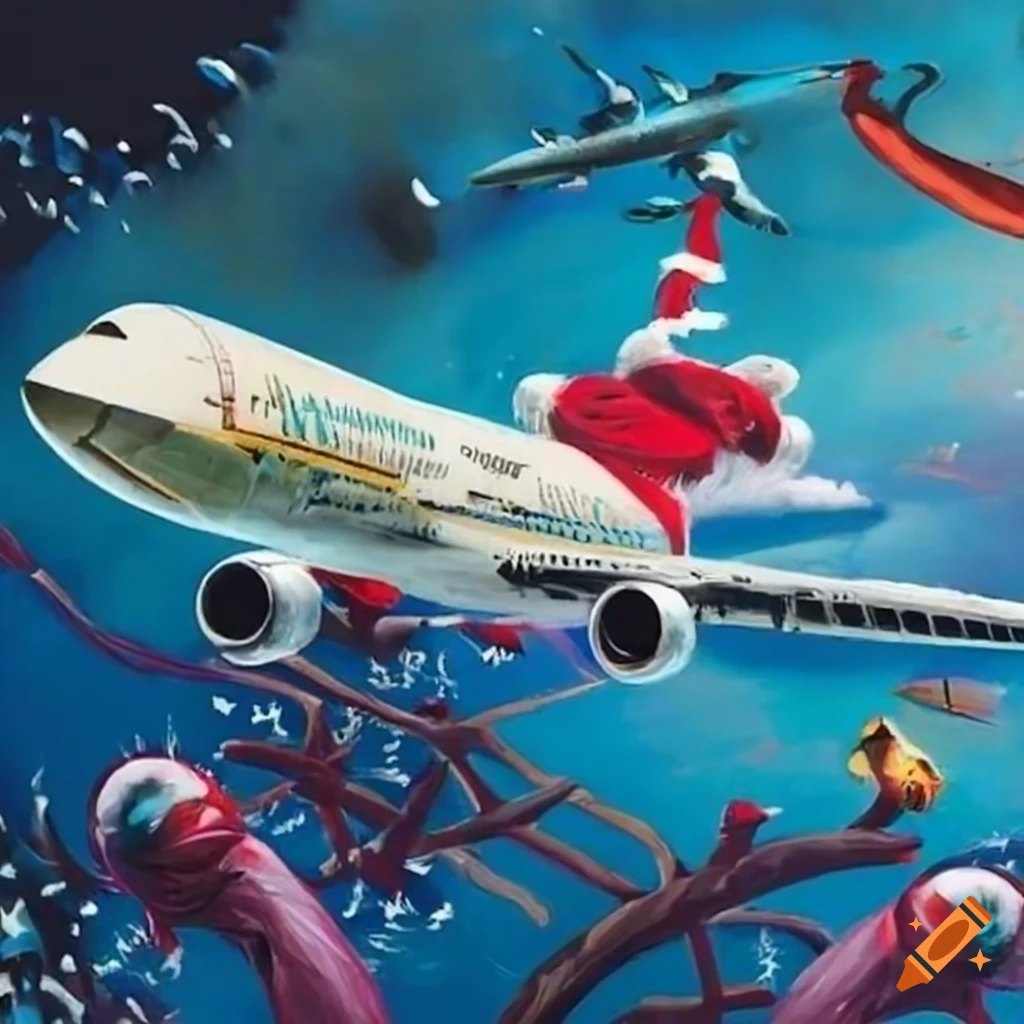 Santa claus transformed into a jumbo jet by picasso on Craiyon