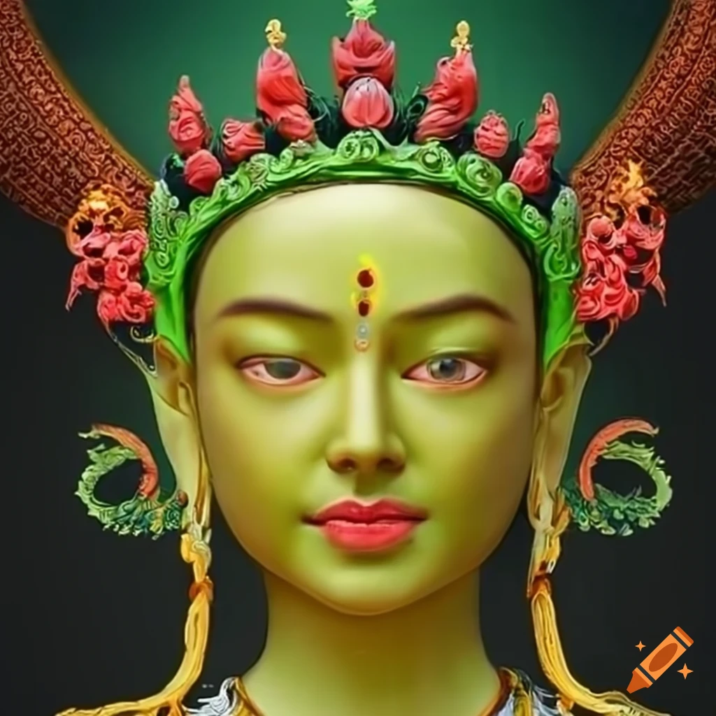 Green tara depicted as a woman in human form on Craiyon