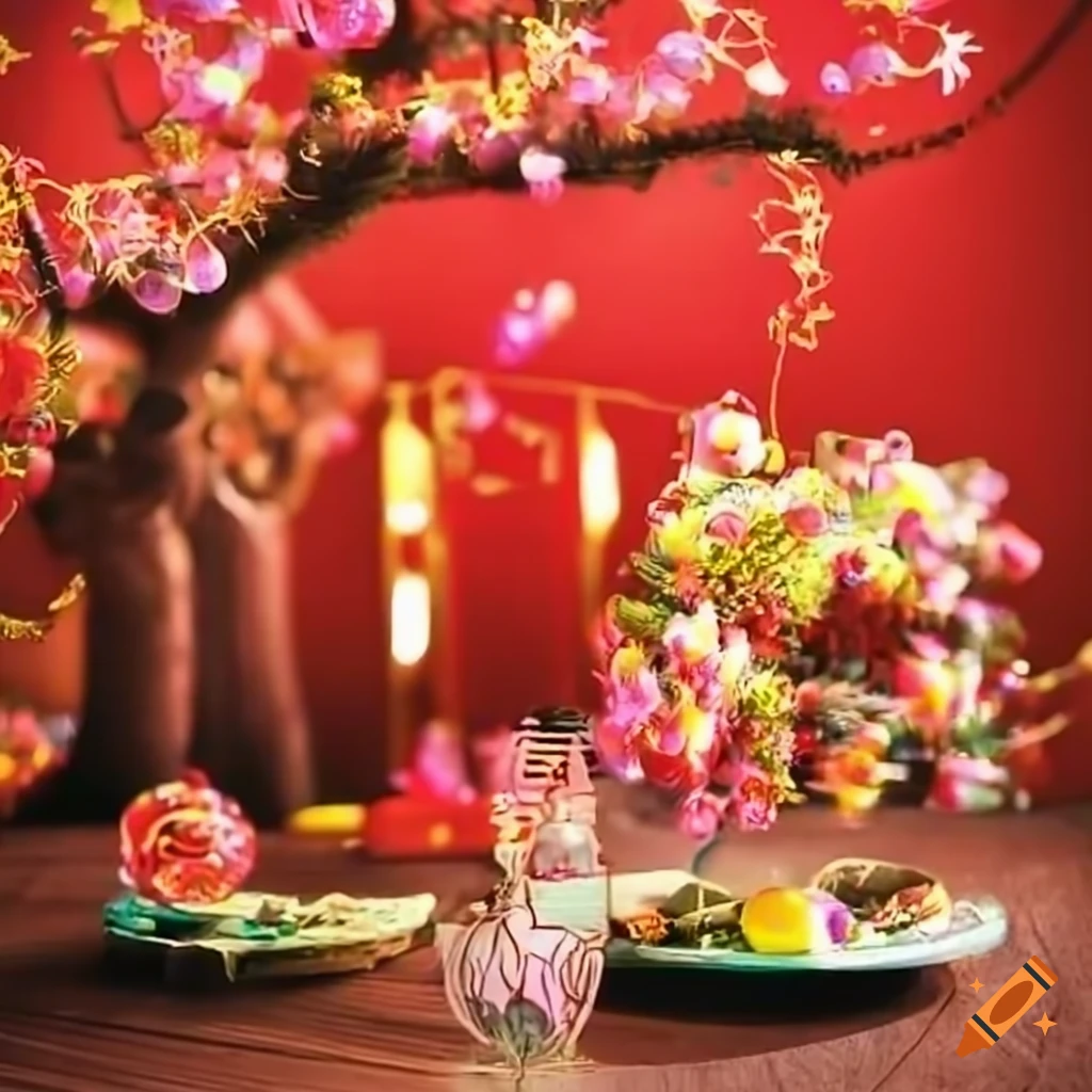 Tet holiday decorations on Craiyon