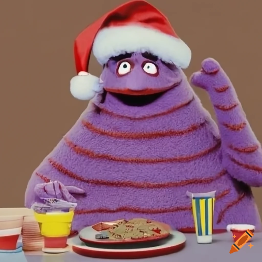 Christmas morning at mcdonald's in 1983 for grimace family on Craiyon