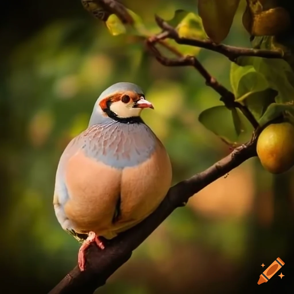 Partridge sitting in a pear tree on Craiyon