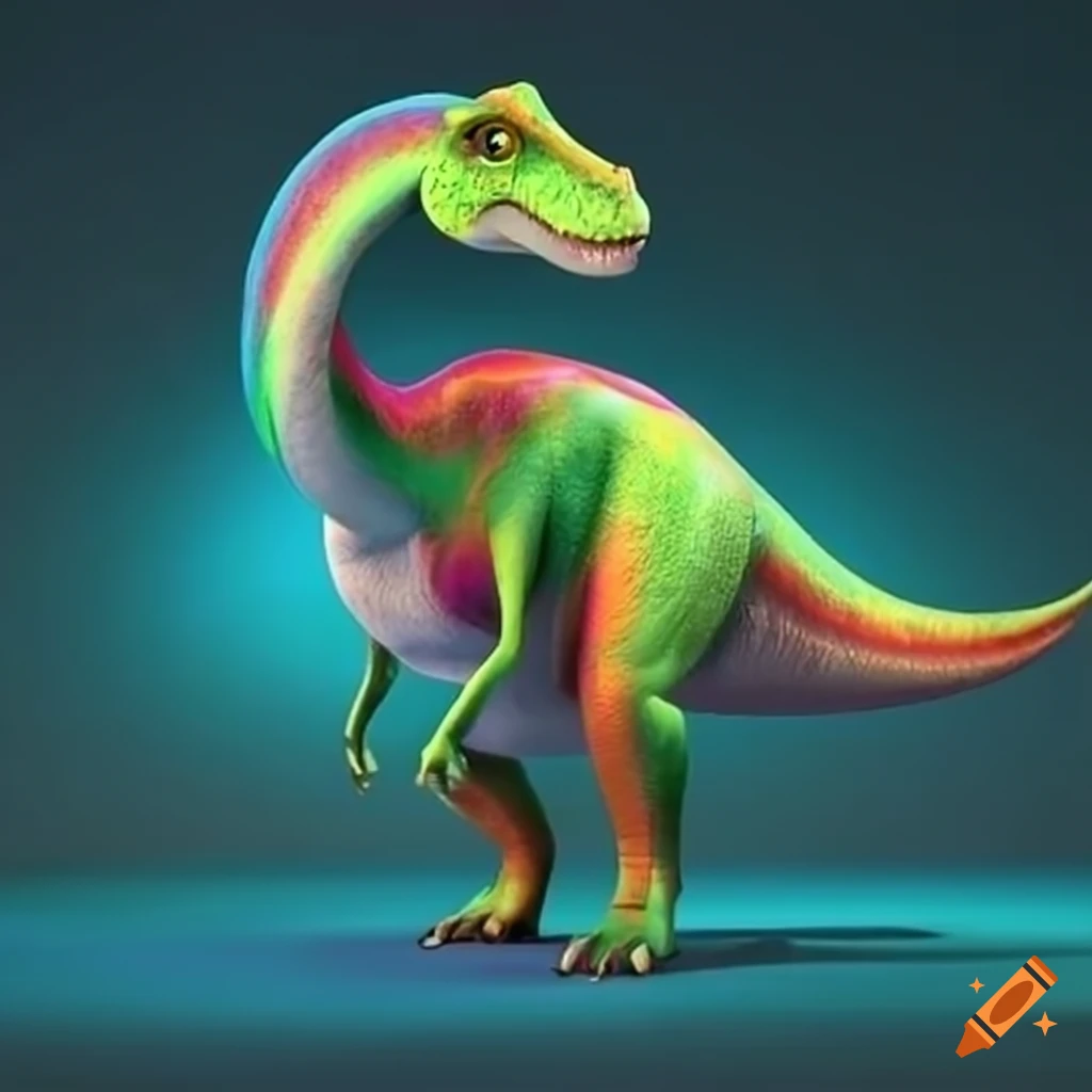 Vibrant and courageous leosaurus, a mystical children's cartoon ...