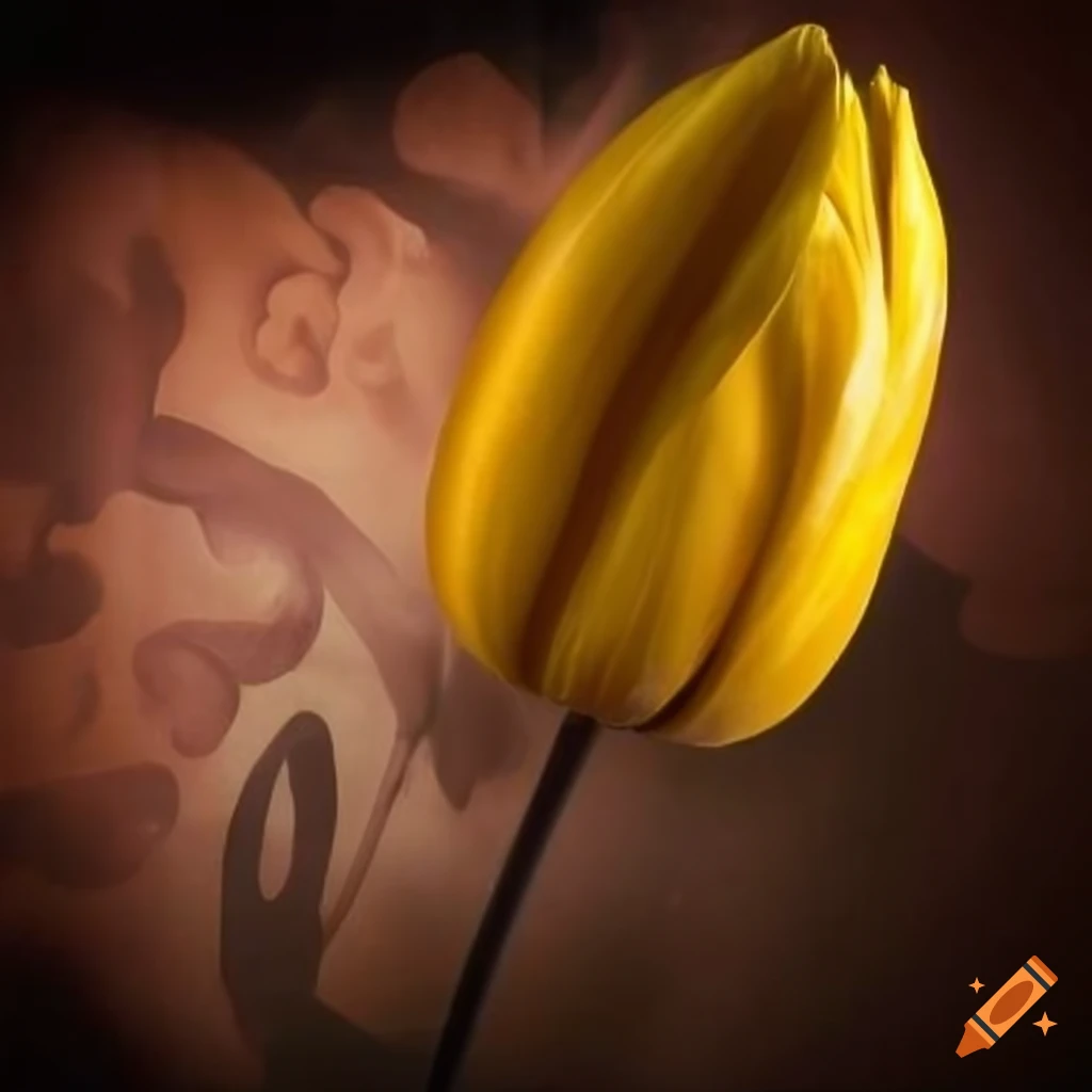 Magical golden ornate gothic Dutch tulip surrounded by typical Dutch ...