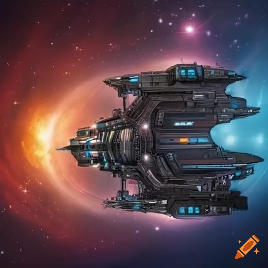 Sci-fi ship traveling through the universe on Craiyon