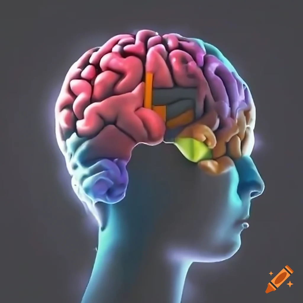 Illustration of brain with tetris blocks on Craiyon