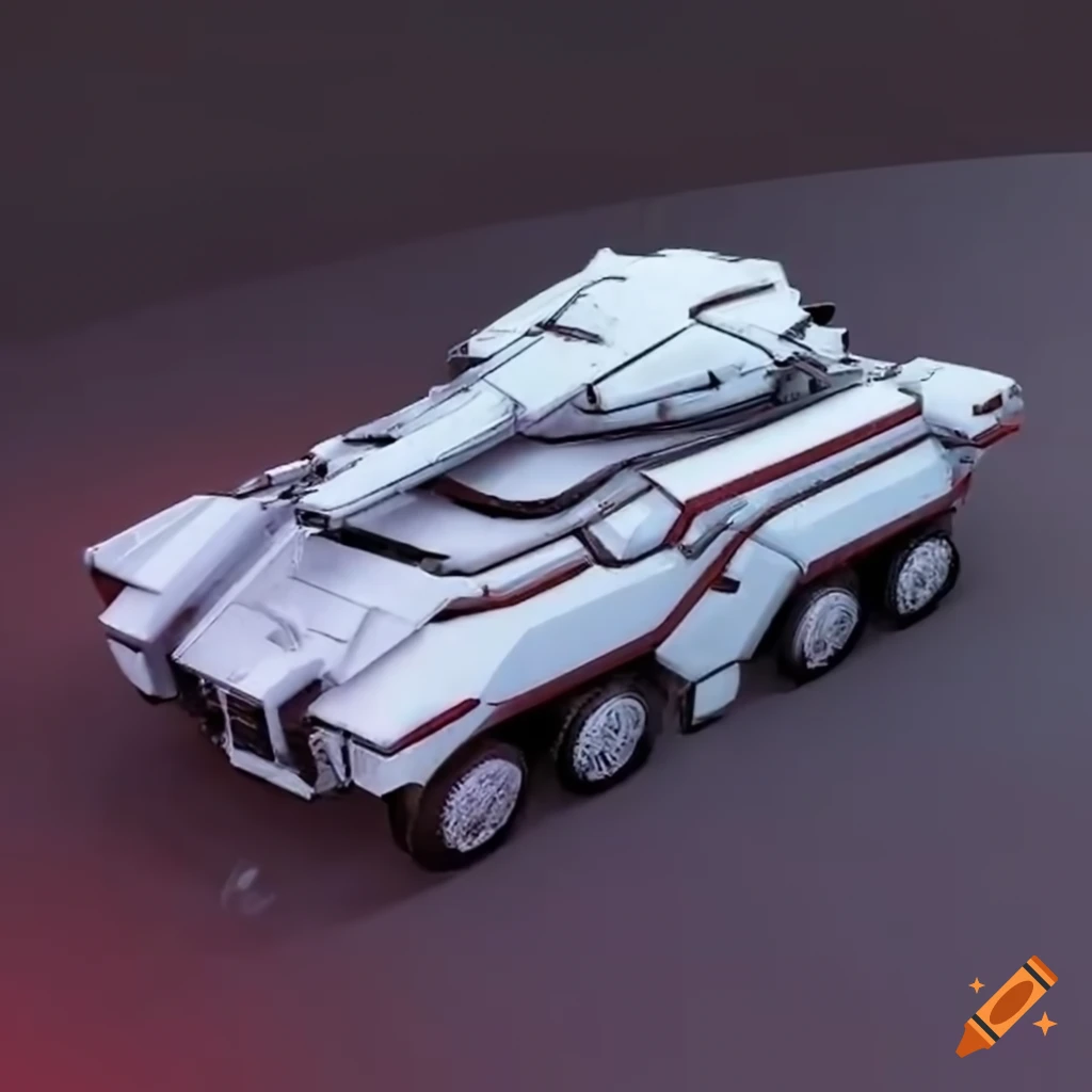 Futuristic armored tank with tesla cannons on an icy alien planet on ...