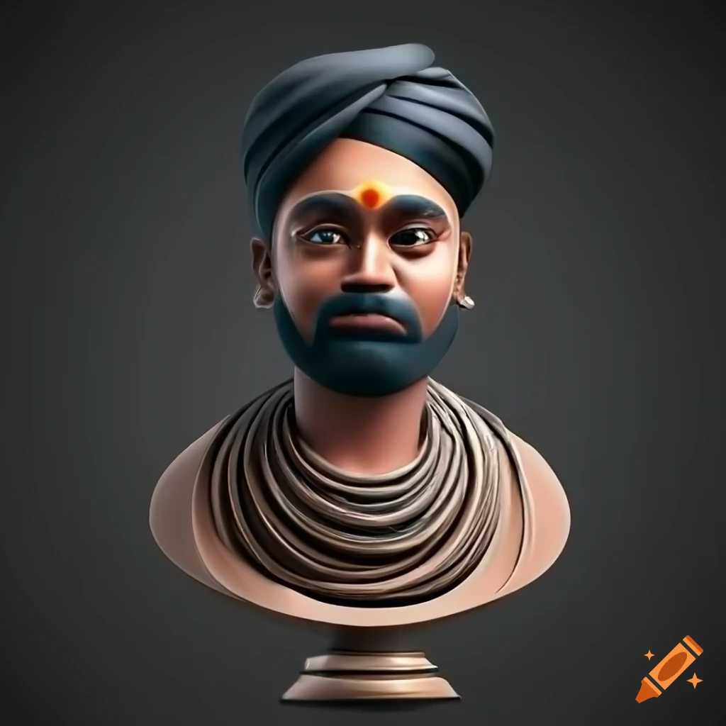 Bharathiyaar in 8k 3d animated style on dark grey background on Craiyon
