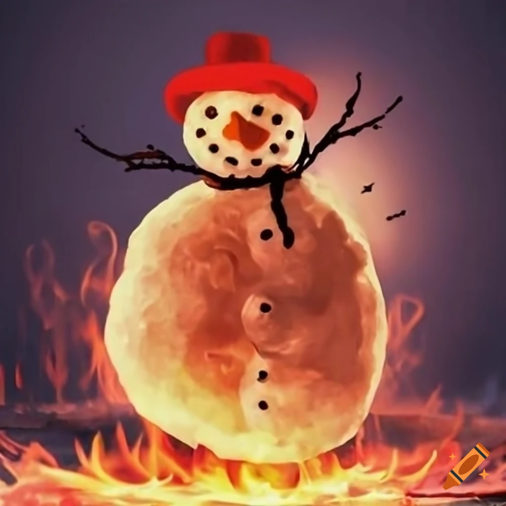 Snowman on fire on Craiyon