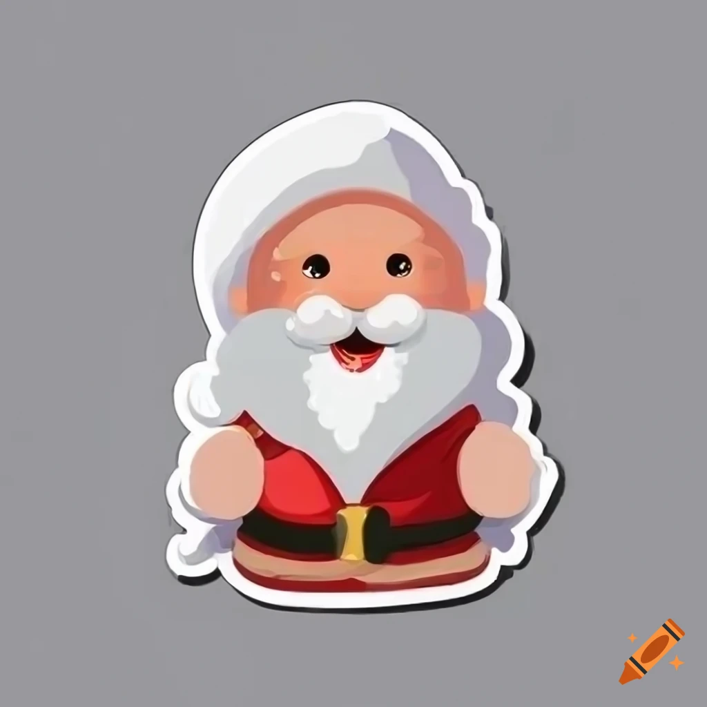 Cute santa claus sticker design on plain grey background on Craiyon