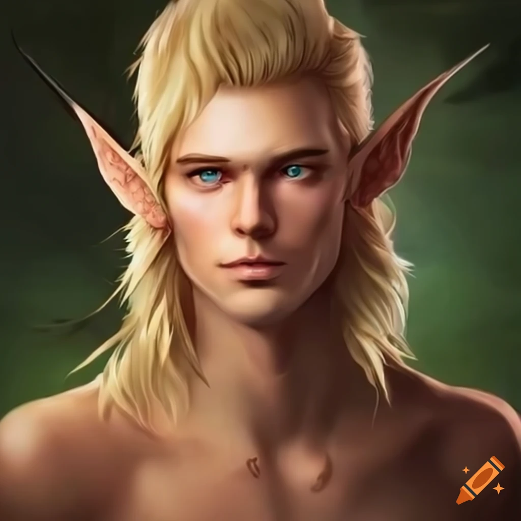 Handsome blonde male elf on Craiyon