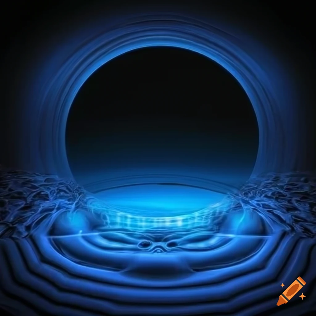 Force field of hexagons with blue reflections on black background on ...