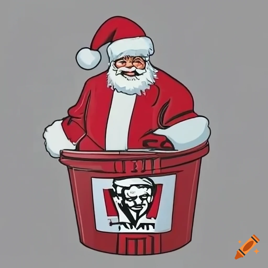 Santa claus sitting on a kfc bucket on Craiyon