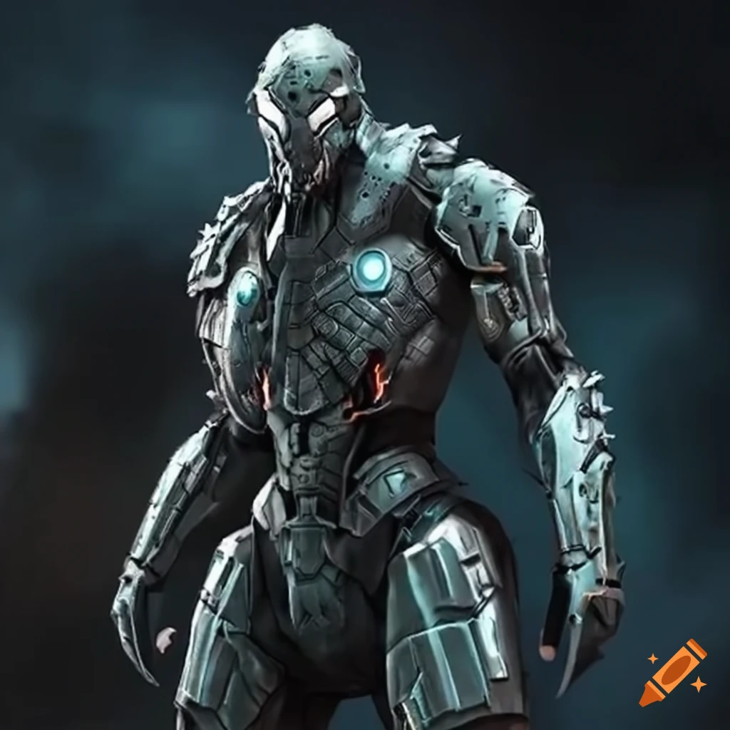 Cybernetic armor inspired by godzilla on Craiyon