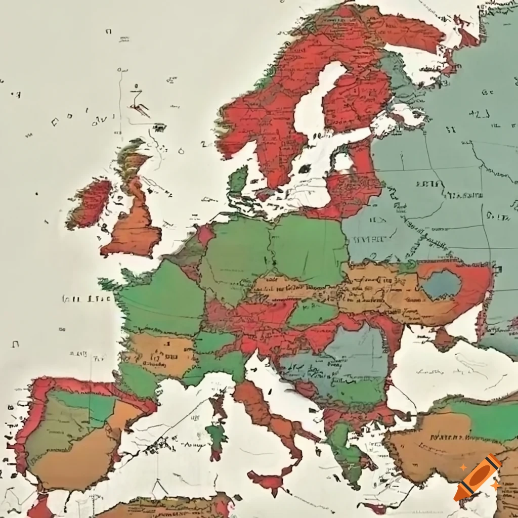 Map of Europe in 1920 with the successful French Commune on Craiyon