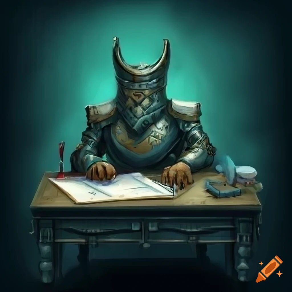 Treaty resting on a writing desk in a fantasy art style on Craiyon