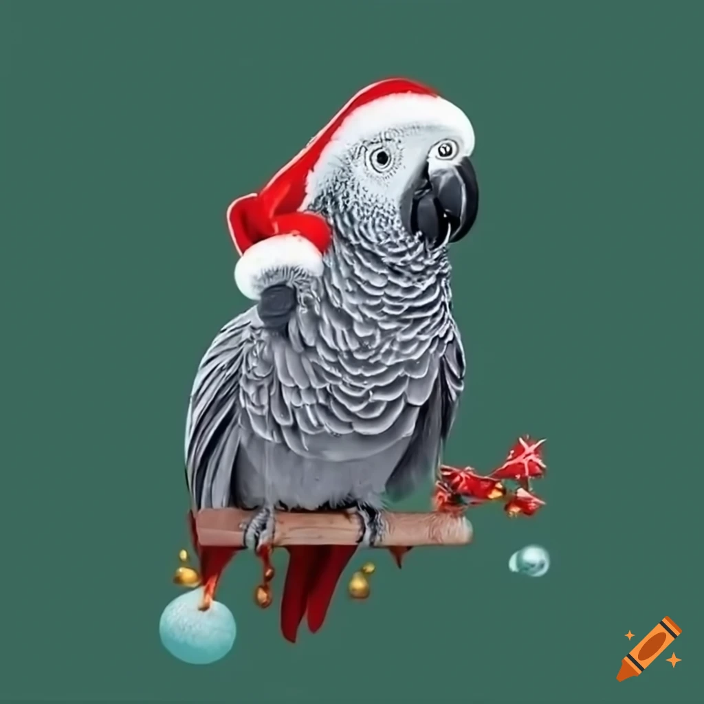 African grey parrot waving with a merry christmas message on Craiyon